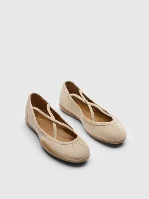 ATP ATELIER Sella Suede Ballerina Flats - Cipria