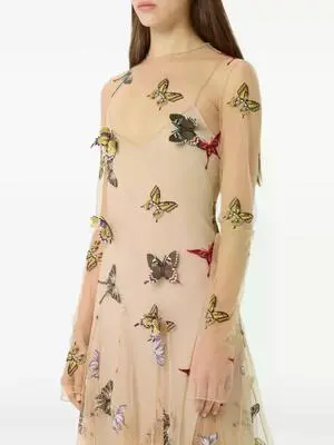 Blumarine Butterfly Embroidered Maxi Dress