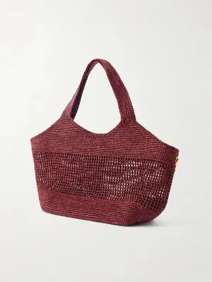 Saint Laurent Icare Maxi Leather-trimmed Raffia Tote - Red