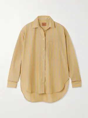 JAMIE HALLER Essential Striped Cotton-poplin Shirt - Yellow