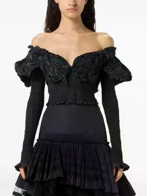 Blumarine Ruffled Embellished Blouse