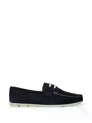 Prada Lace-up Suede Boat Shoes