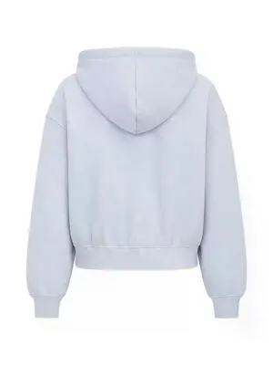 Guess Logo-embroidered Cropped Hoodie - Blue