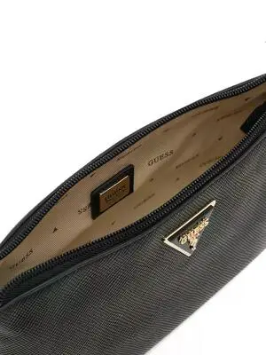 Guess Laurel Logo-patch Makeup Bag - Black