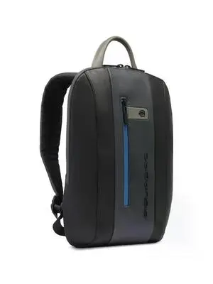 PIQUADRO Colour-block Leather Backpack - Black