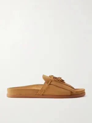 ANCIENT GREEK SANDALS Amfiliki Suede Slides - Brown