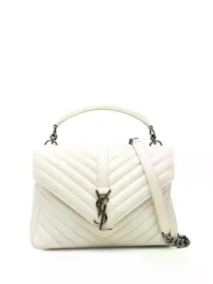 Saint Laurent 2017 Medium Quilted College Satchel - White