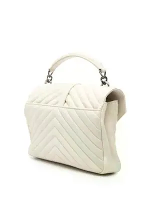 Saint Laurent 2017 Medium Quilted College Satchel - White