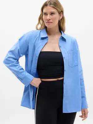 Athleta Midday Relaxed Poplin Shirt - Waterfall
