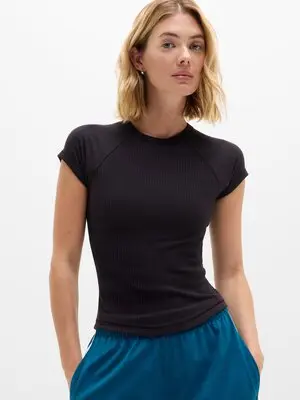 Athleta Perfect Ribbed Fitted T-shirt - Black