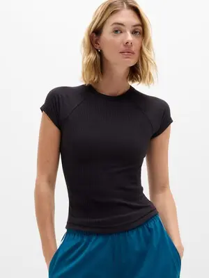 Athleta Perfect Ribbed Fitted T-shirt - Black