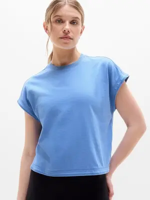Athleta Airy Cotton Terry Sweatshirt Tee - Waterfall