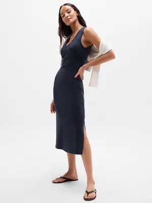 Athleta Essential V-neck Midi Dress - Navy
