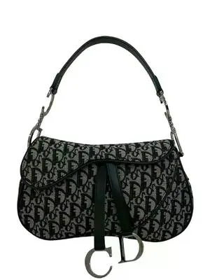 Dior Diorissimo Canvas Double Saddle Bag - Black
