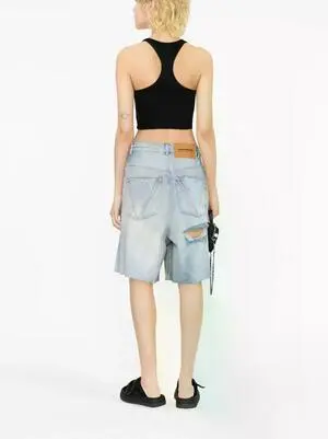 Off-White Logo Ribbed-knit Racerback Top - Black