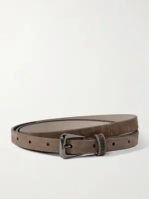 Brunello Cucinelli Bead-embellished Suede Belt - Brown