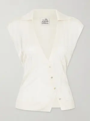 DONDE ESTEBAN Guayabera Stretch-knit Coverup - Neutrals