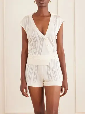 DONDE ESTEBAN Guayabera Stretch-knit Coverup