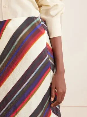 Christopher John Rogers Morris Striped Crinkle-satin Maxi Skirt