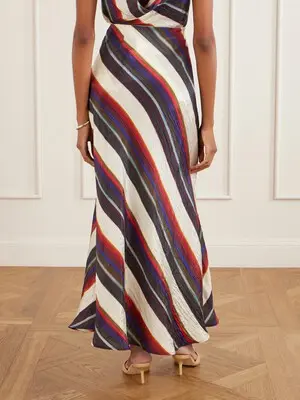 Christopher John Rogers Morris Striped Crinkle-satin Maxi Skirt