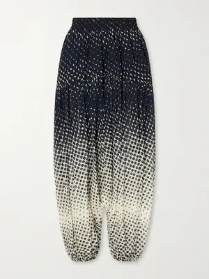 Christopher John Rogers Halftone Polka-dot Chiffon Tapered Pants