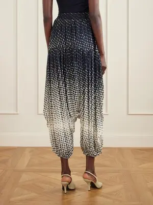 Christopher John Rogers Halftone Polka-dot Chiffon Tapered Pants
