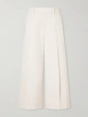 Brunello Cucinelli Cotton-blend Wide-leg Trousers - Neutrals