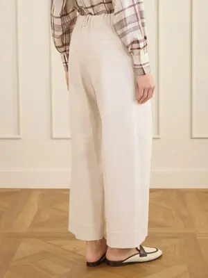 Brunello Cucinelli Cotton-blend Wide-leg Trousers - Neutrals