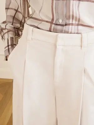 Brunello Cucinelli Cotton-blend Wide-leg Trousers - Neutrals