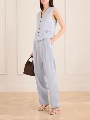 BLAZÉ MILANO Pleated Tapered Woven Pants - Blue