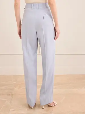 BLAZÉ MILANO Pleated Tapered Woven Pants - Blue