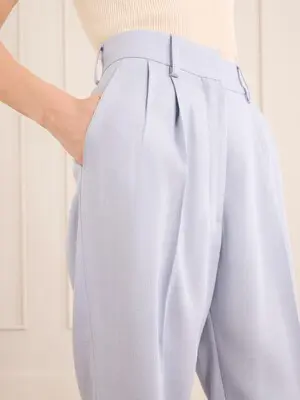 BLAZÉ MILANO Pleated Tapered Woven Pants - Blue