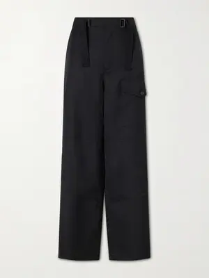 Auralee Herringbone Wool Wide-leg Cargo Pants - Black