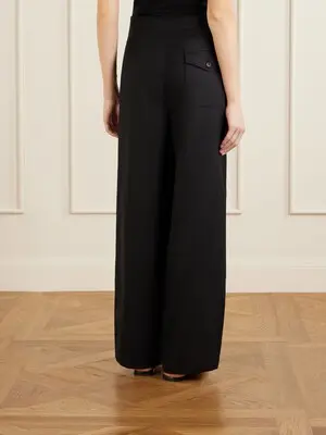 Auralee Herringbone Wool Wide-leg Cargo Pants - Black