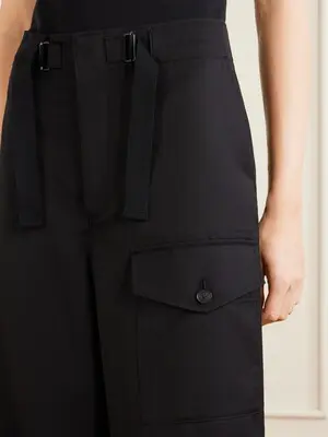 Auralee Herringbone Wool Wide-leg Cargo Pants - Black