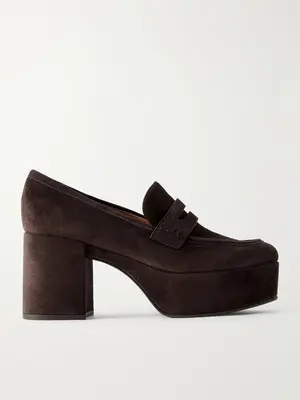 GIANVITO ROSSI Jenna 35 Suede Platform Pumps - Brown