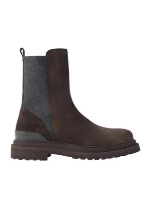 Brunello Cucinelli Bead-embellished Suede Chelsea Boots - Brown