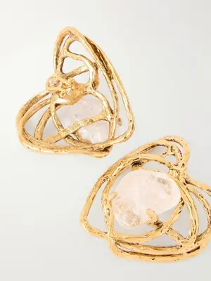 Saint Laurent Bo Coeur -tone Quartz Clip-on Earrings