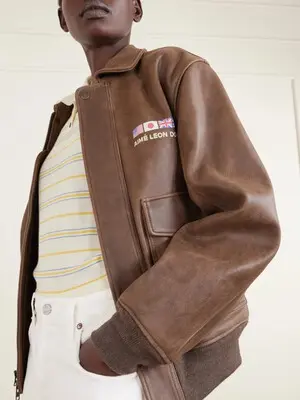 Aimé Leon Dore World's Borough Printed Leather Jacket