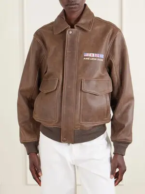 Aimé Leon Dore World's Borough Printed Leather Jacket