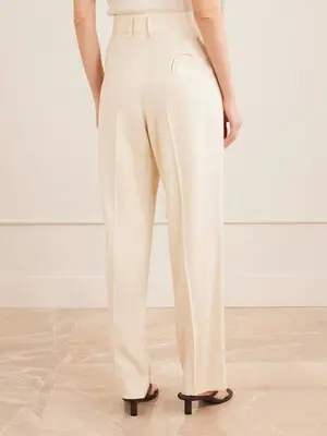 BLAZÉ MILANO Danae Pleated Tapered Woven Pants - Neutrals