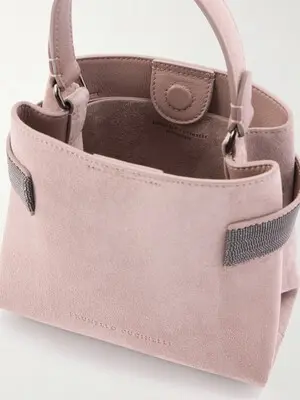 Brunello Cucinelli Bead-detailed Suede Shoulder Bag