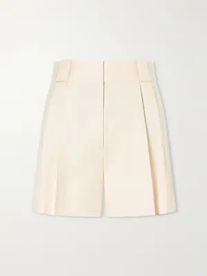 BLAZÉ MILANO Danae Pleated Canvas Shorts - Neutrals