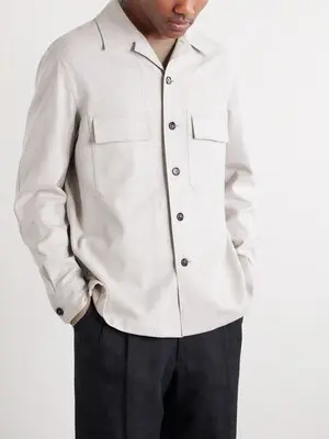 Zegna Linen, Wool And Silk-blend Overshirt - Gray