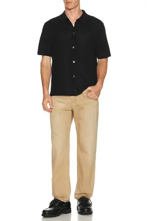 Theory Regal Merino Relaxed Button Down - Black