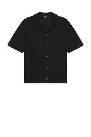 Theory Regal Merino Relaxed Button Down - Black