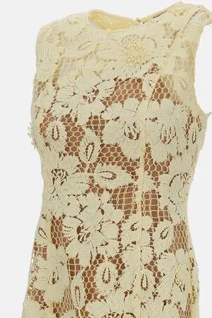 SELF-PORTRAIT Crochet Lace Midi Dress - Yellow