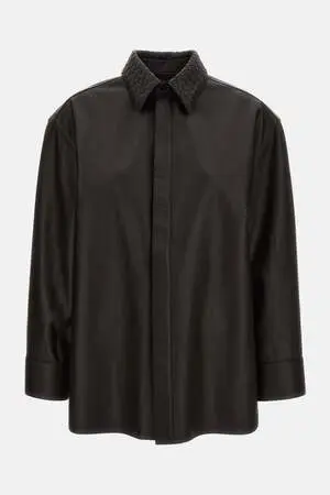 Bottega Veneta Semi-glossy Leather Shirt - Brown