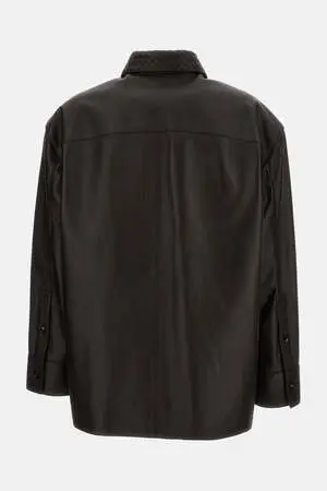 Bottega Veneta Semi-glossy Leather Shirt - Marrone