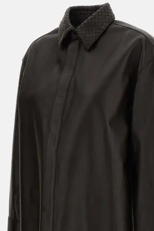 Bottega Veneta Semi-glossy Leather Shirt - Marrone